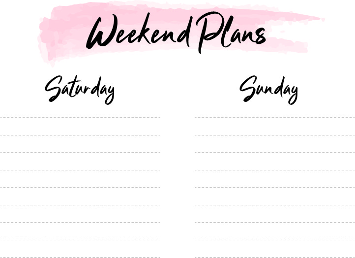 Weekend Plans Watercolor Swash Printable Pink Marching North