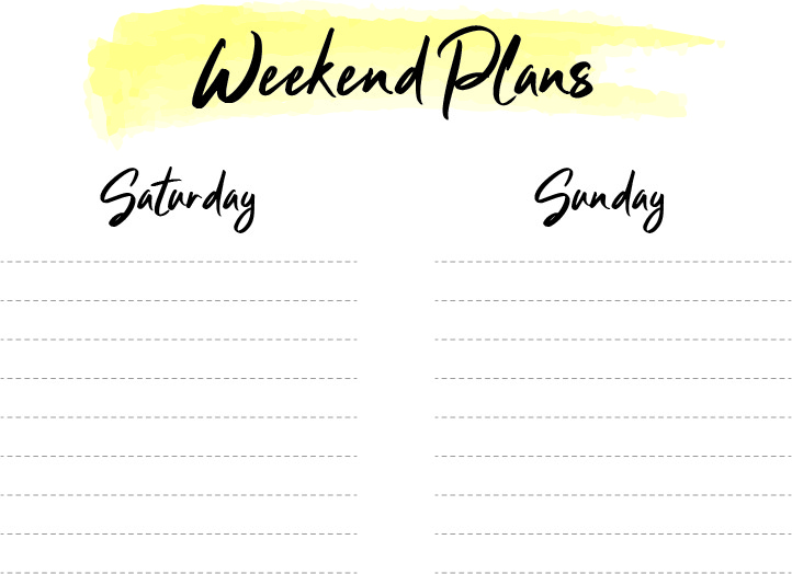 Weekend Plans Watercolor Swash Printable Yellow | Marching North