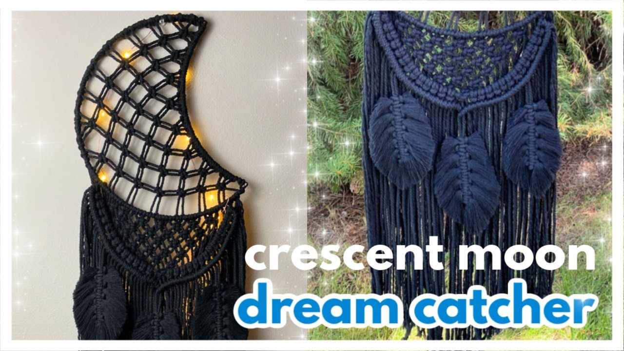 Crescent Moon DIY Macrame Dream Catcher {with Feathers} | Marching North