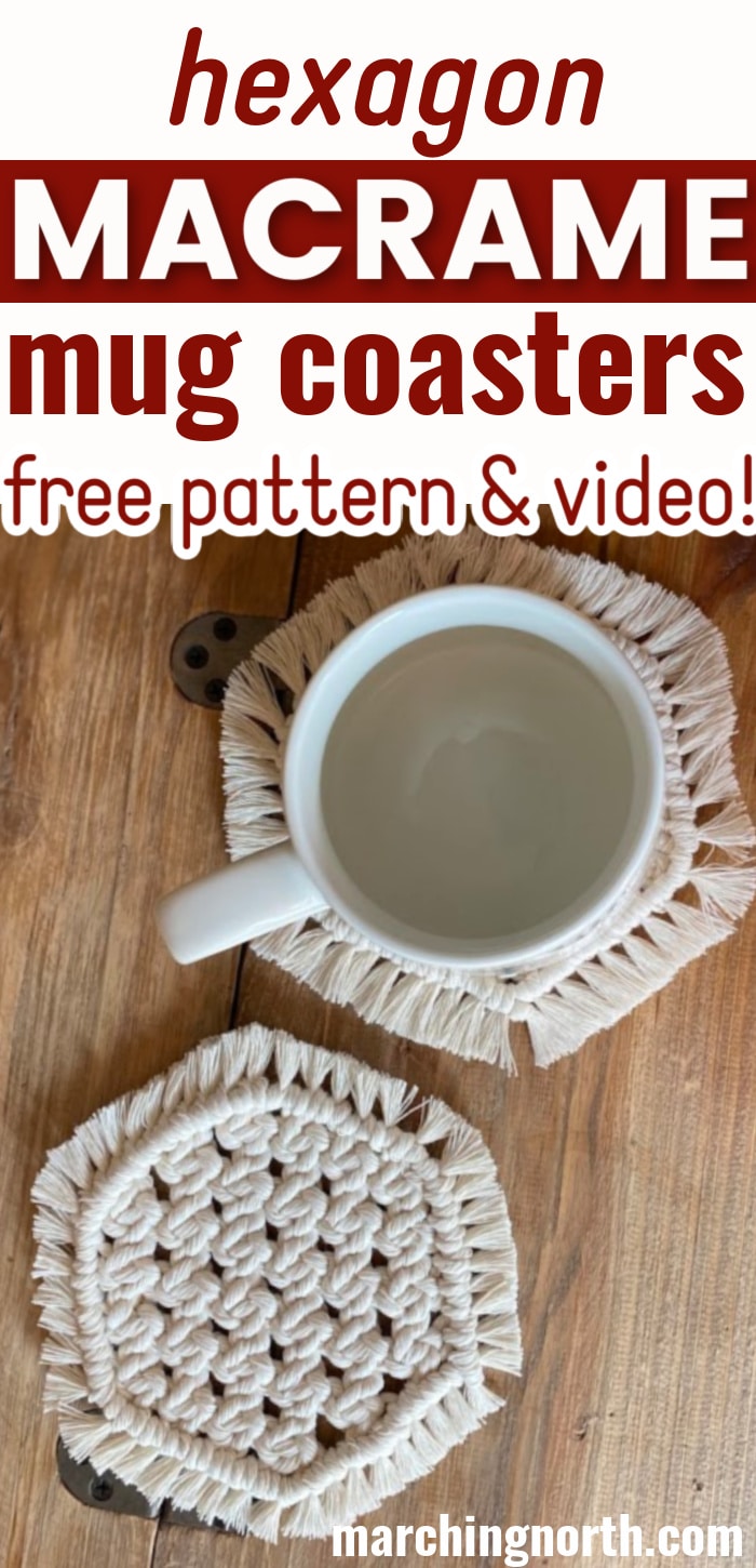 Hexagon Macrame Mug Coasters // Free Pattern + Video | Marching North