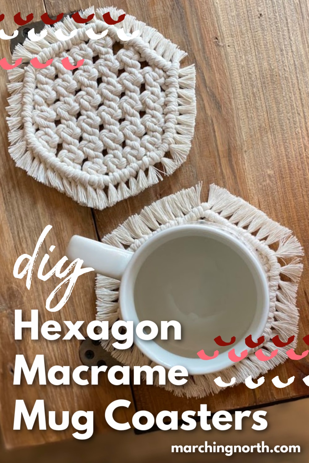Hexagon Macrame Mug Coasters // Free Pattern + Video | Marching North