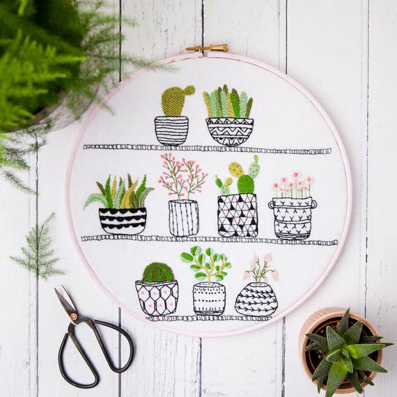 Art & Collectibles Embroidery Hand embroidered plant shelf etna.com.pe