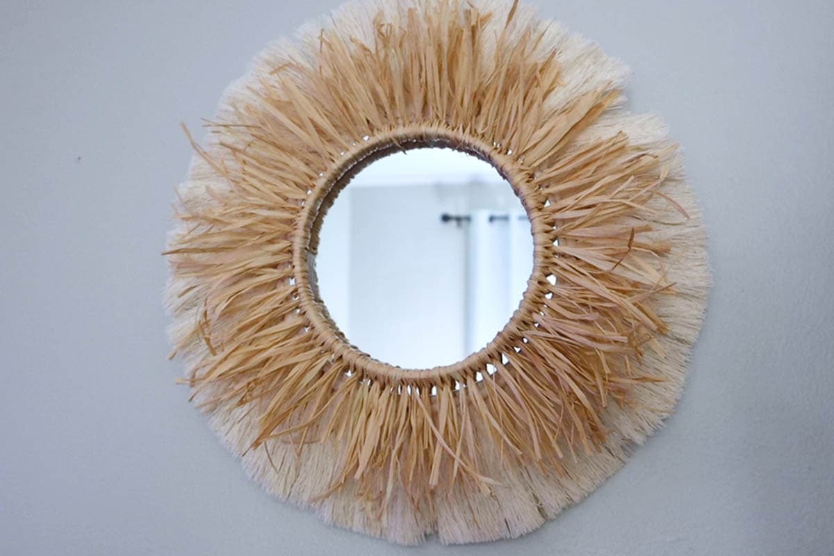 DIY Boho Mirror with Macrame & Raffia | Marching North