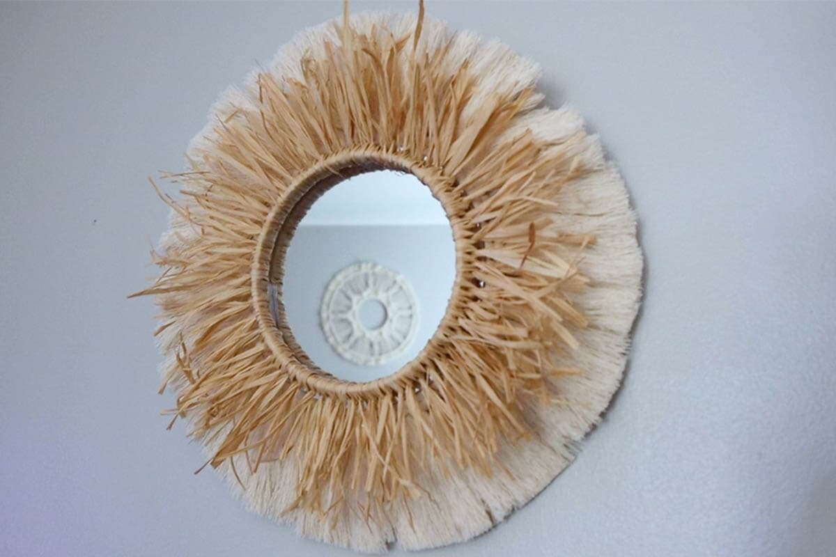 DIY Boho Mirror with Macrame & Raffia | Marching North