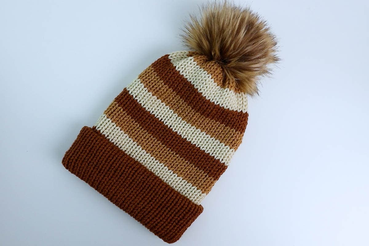 Free Striped Knitting Machine Hat Pattern (Reversible!) | Marching North