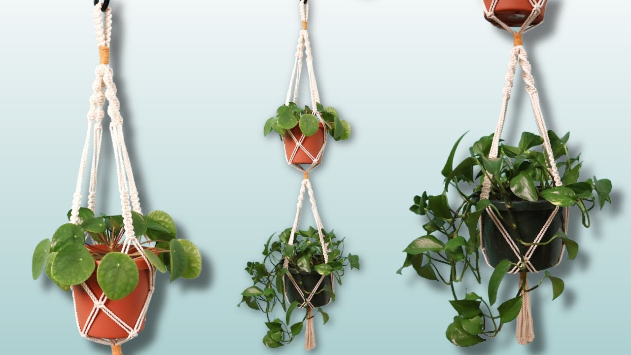 How to Make a Double Macrame Plant Hanger (Tutorial & Video ...